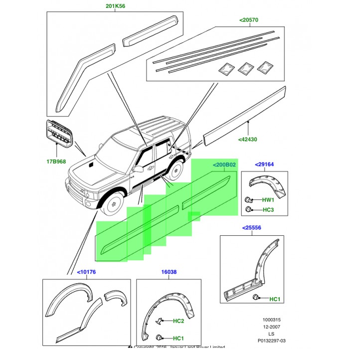DGJ500010PMA | Kit modanatura laterale Discovery 3/4 Kit da 4 pezzi ...
