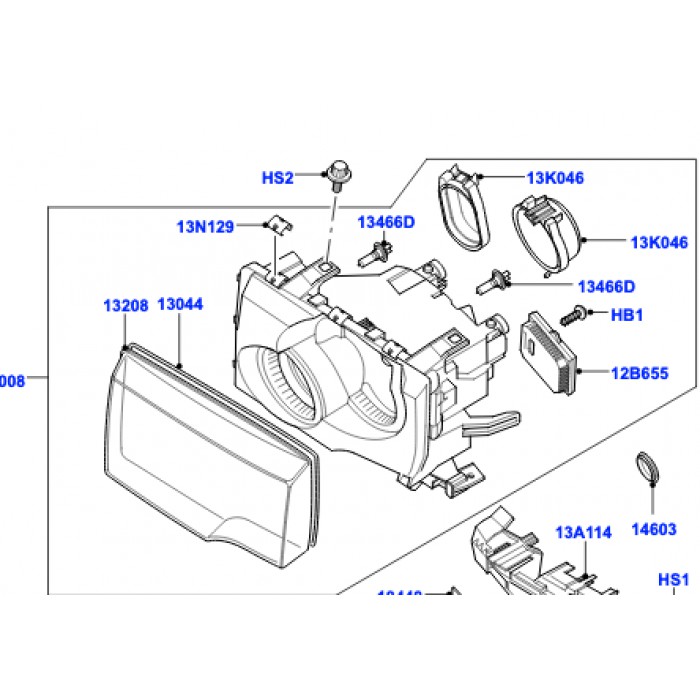 XBC001341 | Proiettore Destro RHD, (-)"CDN/MEX/USA" (GUIDA A DESTRA ...
